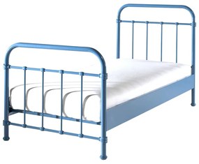 Modrá kovová dětská postel Vipack New York, 90 x 200 cm