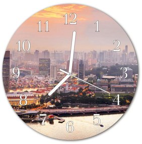 Skleněné hodiny kulaté velkoměsto fi 30 cm