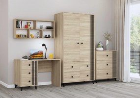 IDZ Komoda FOX 4S1D 03, 90 cm Dub Sonoma/Černá