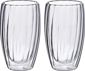 Sada 2 ks skleněných hrnků PETER STRIPES 450 ml čirá