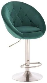 LuxuryForm DESIGN Barová židle VERA VELUR na stříbrné kulaté podstavě - zelená