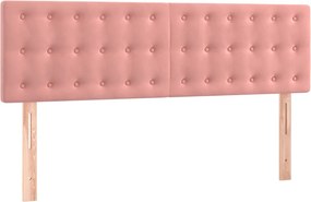 Box spring postel s matrací a LED růžová 140x200 cm samet 3134650