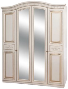 AJAX šatní skříň 4D, bílé dřevo/patina