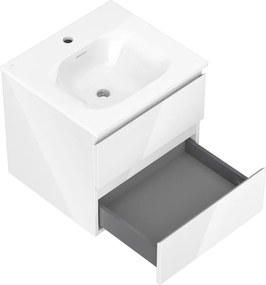Mexen Orio, koupelnová skříňka 50 cm s umyvadlem Vela, 2 zásuvky, bílá lesklá, 91A10-05047-2-BFF00-W23M00