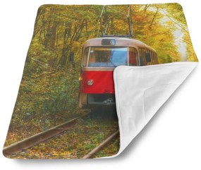 Sablio Deka pro miminko Červená tramvaj v lese - 80x100 cm