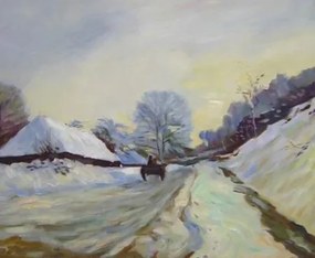 Spící cesta pod sněhem - 90 x 120 cm