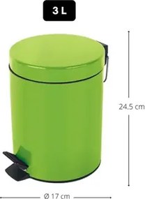 Spirella SYDNEY pedálový odpadkový koš 3 L zelená / ocel