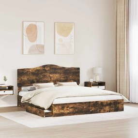 Postel s úložným prostorem se zásuvkou Kouřový dub 180 x 200 cm 3413482