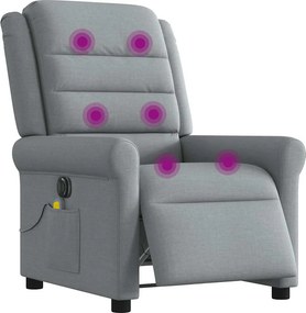 Elektrické masážní polohovací křeslo světle šedé textil 3303304