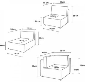 Světle šedá variabilní manšestrová rohová pohovka do "U" Nihad modular – Bobochic Paris