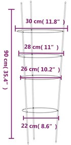 Opory pro zahradní rostliny se 4 kroužky 5 ks zelené 90 cm ocel