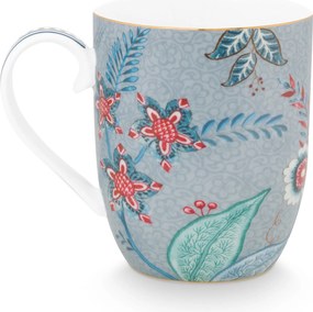 Pip Studio Flower Festival hrneček 180ml, modrý (hrnek z tenkostěnného porcelánu)