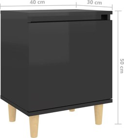 vidaXL Noční stolek masivní dřevěné nohy 40 x 30 x 50 cm [805829] Barva: černá s vysokým leskem