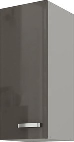 GREY gr | horní skříňka 30 G-72 1F policová | 30 cm | světle šedá/tmavě šedá lesk