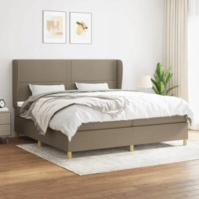 Box Spring Postel S Matrací Textil Taupe Hladké s hřebíky 200 x 200 cm