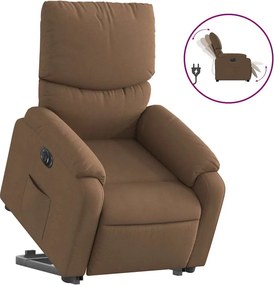Elektrické zvedací polohovací křeslo hnědé textil 3204852