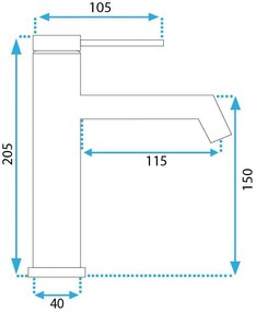 Rea Foss, umyvadlová baterie h-205, měděná matná, REA-B2085