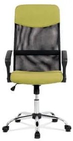 Autronic Kancelářská židle Kancelářská židle, houpací mech., zelená látka + černá MESH, kovový kříž (KA-E301 GRN)