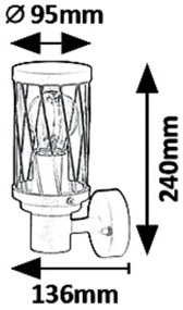 Rabalux 8888 - Venkovní nástěnné svítidlo BUDAPEST 1xE27/40W/230V IP44