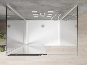 Mexen Omega-3S sprchový kout 3-stěnný, posuvný 100x80 cm, transparentní, chrom + vanička Flat - 825-100-080-01-00-3s-4010