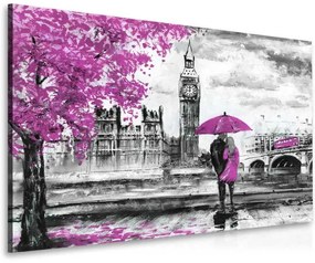Malvis ® Obraz londýnská procházka fialová Velikost (šířka x výška): 80x40 cm