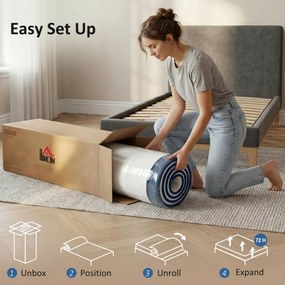 HOMCOM matrace 90x190 cm, jednolůžková matrace, paměťová pěna se zeleným čajem, snímatelný pratelný potah, střední tuhost
