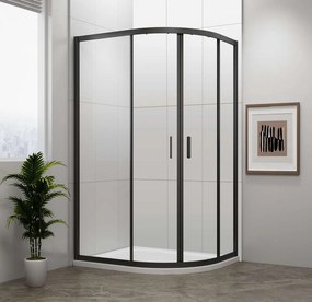 Polysan Easy Black - Sprchový kout čtvrtkruhový 90x80 cm, L/P varianta, čiré sklo/matná černá EL2815B