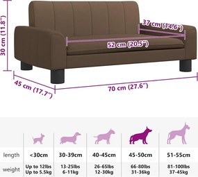 Pelíšek pro psy hnědý 70 x 45 x 30 cm textil 171860