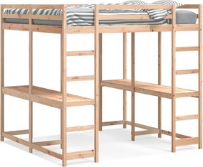 Patrová postel se stolem a žebříkem 160x200 cm masivní borovice 3284233
