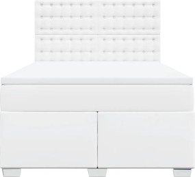Box spring postel s matrací bílá 160x200 cm umělá kůže 3293029