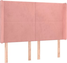Box spring postel s matrací a LED růžová 140x190 cm samet 3139444