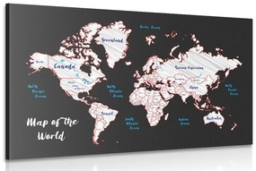 Obraz jedinečná mapa světa - 90x60 cm