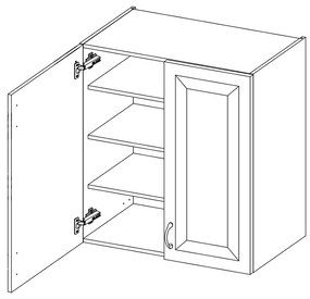 STILO bs | horní skříňka 80G-90 2F se 3 policemi | 80 cm | bílá/šedá