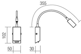 Redo 01-1194 nástěnné LED svítidlo Hello černé, 3W, 3000K, 35cm