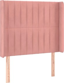 Box spring postel s matrací a LED růžová 90x190 cm samet 3139660