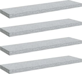 Plovoucí nástěnné police 4 ks betonově šedé 90x23,5x3,8 cm MDF 326605