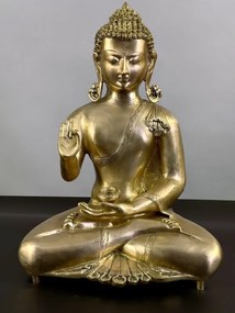 Kovová soška Buddha 49 cm (15 kg) – odlitek z Radžastánu, Indie