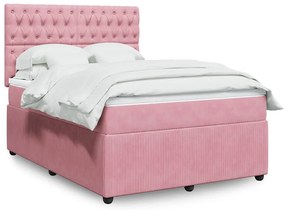 Box spring postel s matrací růžová 140x200 cm samet 3294669