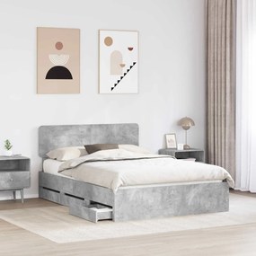Rám postele s čelo Betonově Šedá 160 x 200 cm Dřevěný materiál 3412167