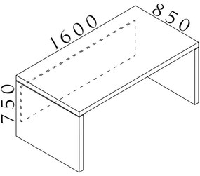 Stůl Lineart 160 x 85 cm, jilm tmavý