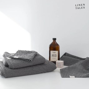 Tmavě šedé ručníky a osušky v sadě 3 ks Honeycomb – Linen Tales