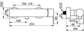 Hansa Stela Sprchová nastěnná baterie, rozteč 15 cm, chrom 57670173