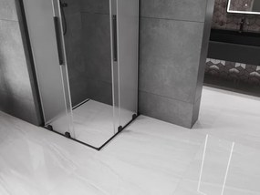 Mexen Velar L Duo, sprchový kout s posuvnými dveřmi 80 x 80 cm, 8mm sklo námraza, černá matná, 871-080-080-02-33-70