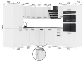 Kuchyňská linka Belini Premium Full Version 480 cm dub wotan s pracovní deskou STACY  TOR STACY/0/WT/DW/B/B1