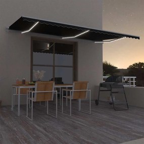 Automatická markýza LED a senzor větru 600 x 300 cm antracitová 3068974