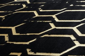 Dywany Łuszczów, Kusový koberec Gloss 407C 86 black/gold, 160x220, černá, chodba / předsíň