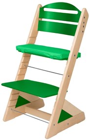Jitro Dětská rostoucí židle Plus PŘÍRODNÍ VÍCEBAREVNÁ Sv.zelená + sv.zelený p.