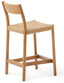 Barová židle z dubového dřeva v přírodní barvě (výška sedáku 65 cm) Yalia – Kave Home