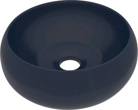 Luxusní umyvadlo kulaté matné tmavě modré 40 x 15 cm keramické 147001