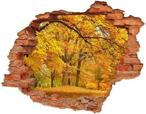 Wallmuralia Díra 3D ve zdi nálepka Podzim v parku 90x70 cm